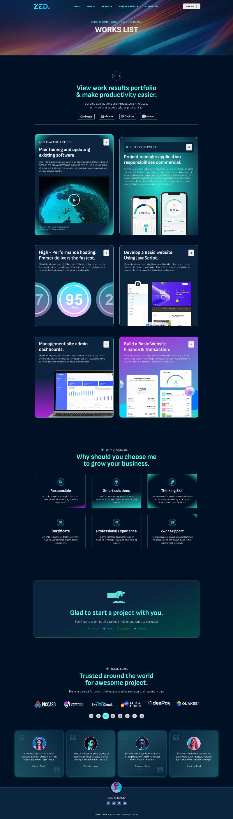 Zed - Programmer Resume & Portfolio Elementor Template Kit by Rometheme